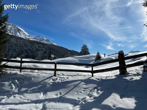 Wonderful winter hiking trails and traces after the winter snowfall ...