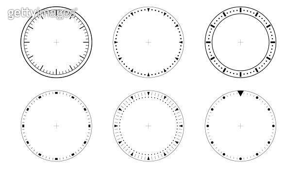 Circles of clock faces for time. Template dial of watch. Blank timer ...