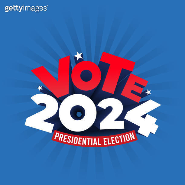 Vote 2024 USA Presidential Election 3d typography template design ...