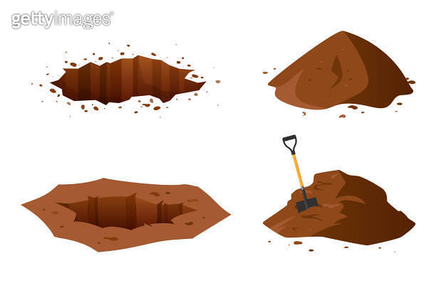 Soil pit and pile, cartoon vector icon 이미지 (2155948344) - 게티이미지뱅크