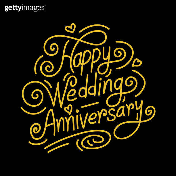 Happy wedding anniversary lettering greeting card vector illustration ...