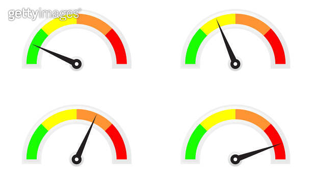 level meter set isolated on white background. circle measuring scale ...
