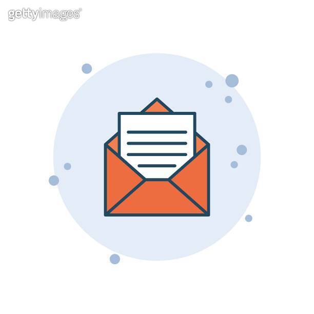 Cartoon opened envelope vector illustration. Receive letter on bubbles ...