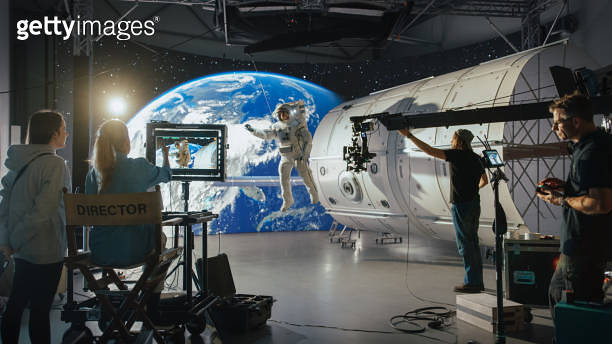 Successful Female Director Leads a Professional Crew Filming a Sci-fi ...