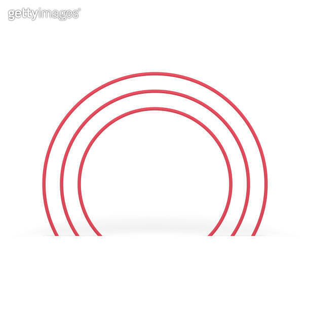 Red round level arch metallic construction geometric 3d element ...