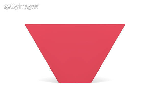 Red inverted trapezoid 3d geometric vertical wall foundation platform ...