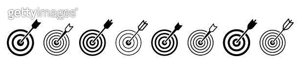Target icon. Hit goal sign vector set. Dartboard aiming isolated symbol ...