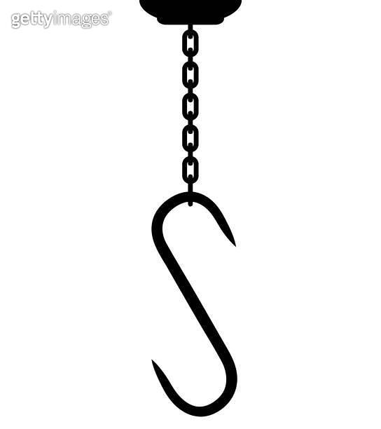 Butcher hook on chain for hanging meat, vector illustration 이미지 ...