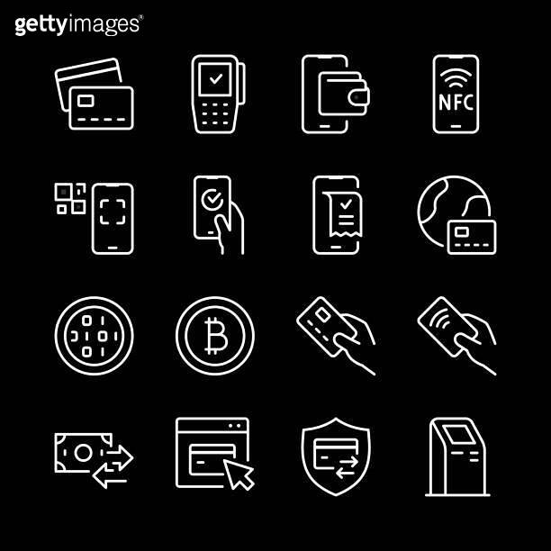 Electronic Payment Systems, icon set. Digital Payment Solutions linear ...