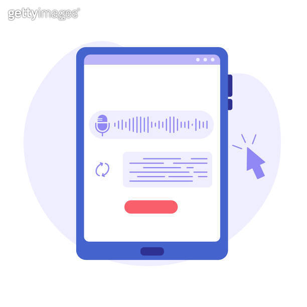 Concept of voice recognition, speech scanning, voice to text, speech ...