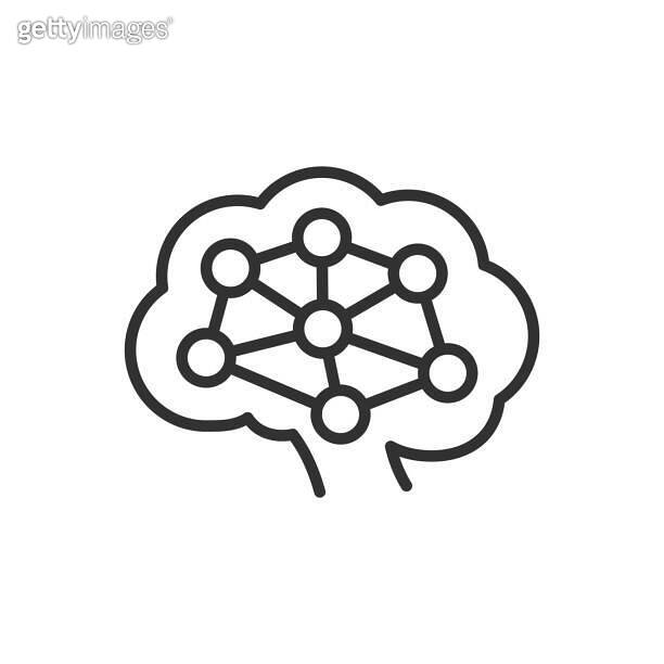 Neural Network Brain, linear icon. Brain and network. Line with ...