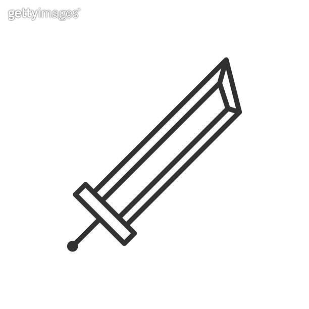 Large fantasy sword, linear icon. Line with editable stroke (2148978762 ...