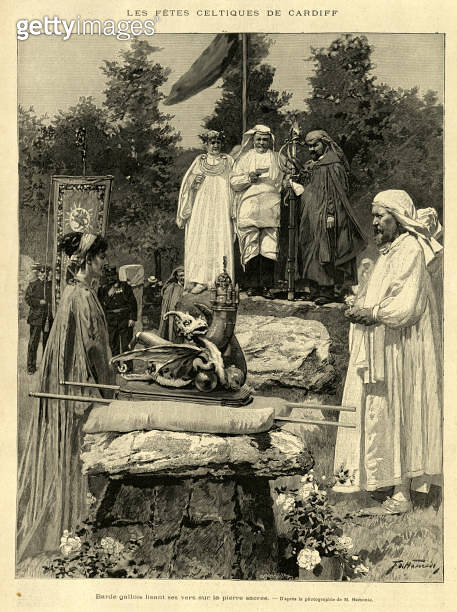 Welsh Druids, Eisteddfod, Celtic pagan ceremony, Druid reading verse ...