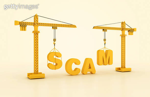 SCAM Word with Tower Crane 이미지 (2140629254) - 게티이미지뱅크