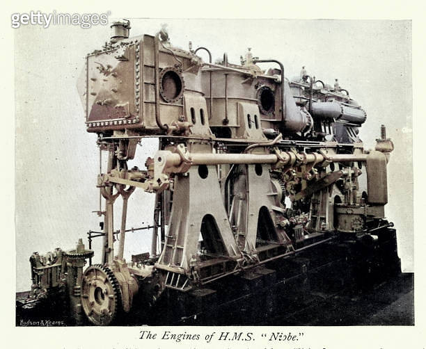 History, Shipbuilding, Engine the British Royal Navy warship HMS Niobe ...