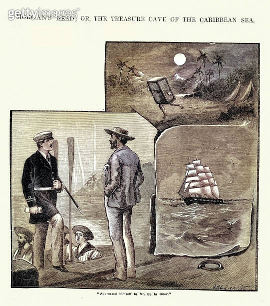 Victorian adventurers searching for pirate treasure, Adventure story in ...