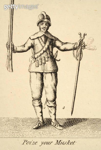 English soldier, Musketeer, Exercise with the Musket, Infantry ...