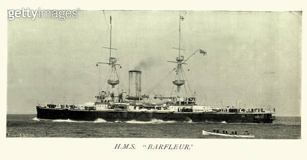 British Royal Navy warship, HMS Barfleur, Centurion-class pre ...