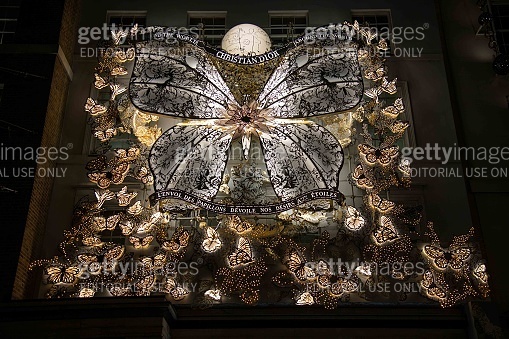 Christmas lights on Christian Dior flagship on Bond Street 이미지 ...