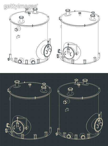 Large industrial tank isometric blueprints 이미지 (2153802698) - 게티이미지뱅크