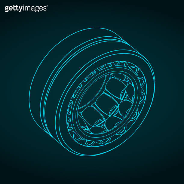 Spherical roller bearing isometric blueprint 이미지 (1996418302) - 게티이미지뱅크