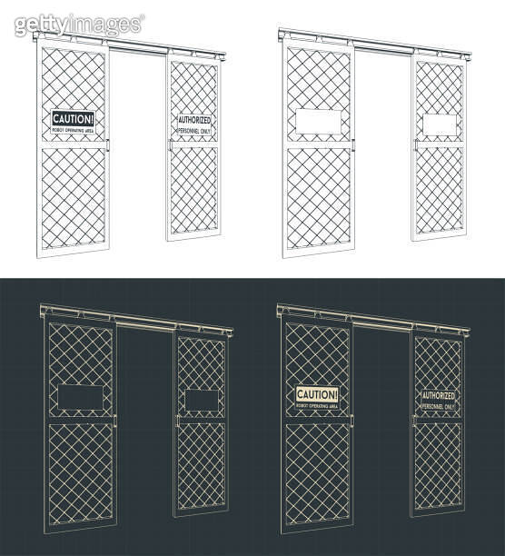 Sliding doors for robotic cell drawings 이미지 (2158335714) - 게티이미지뱅크