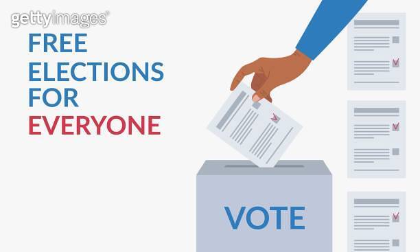 Election concept banner. Free elections for everyone. Ballot box. Black ...
