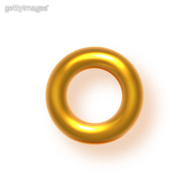 Gold ring icon. Golden torus. Circle metal frame. Round yellow symbol ...