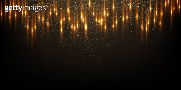 Gold flash rays and sparks with glow light effect vector illustration ...