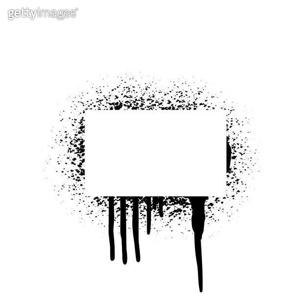 Spray paint frame with splatters and drips. Grunge rectangular stencil ...
