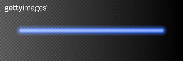 Neon light stick on transparent background. Blue led line glowing ...