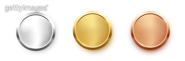 Award golden, silver and bronze blank medals 3d vector realistic ...