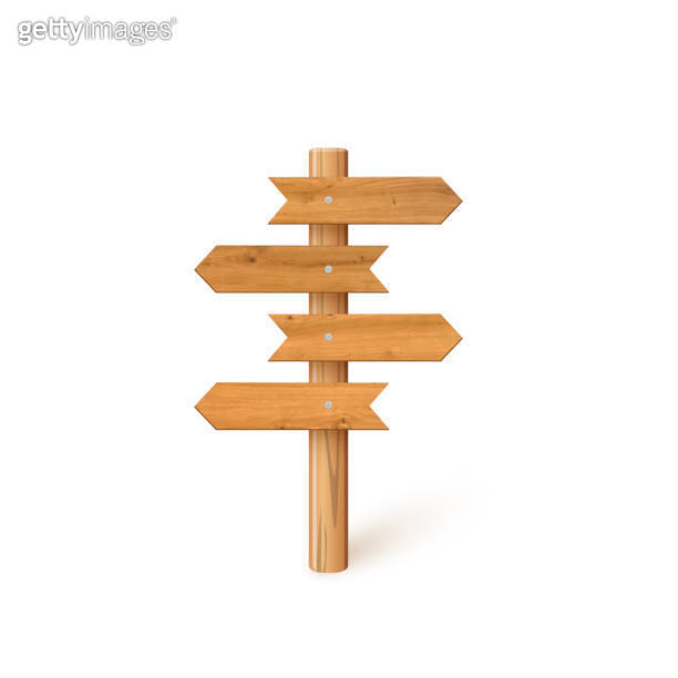 3d wooden signboard vector illustration. Realistic wood sign post ...