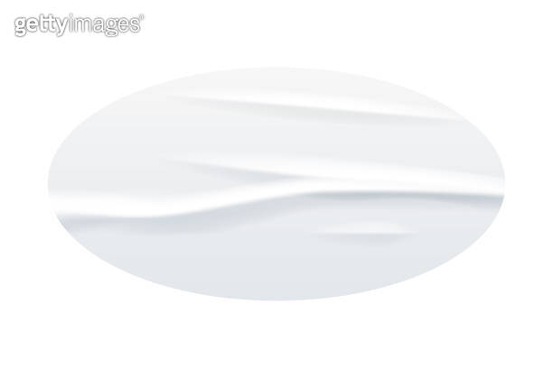 Crumpled white paper ellipse sticker vector illustration. Wrinkled ...