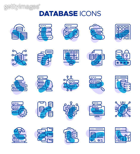 Colorful Database Icon Set - Big Data, Diagram, Cloud Computing, Server ...