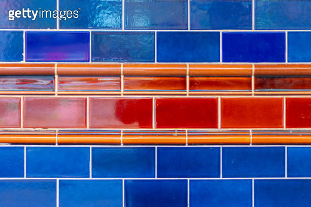 Vibrant blue tiles on a wall of a building Sydney NSW Australia ...