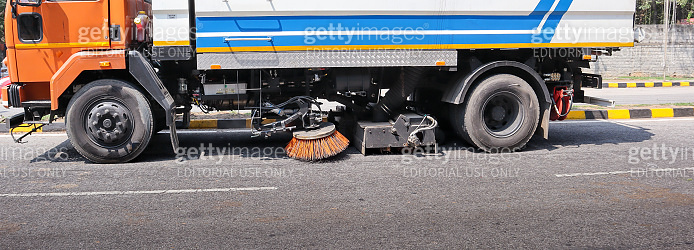 A Close up picture of a fully mechanized automated sweeping machine ...