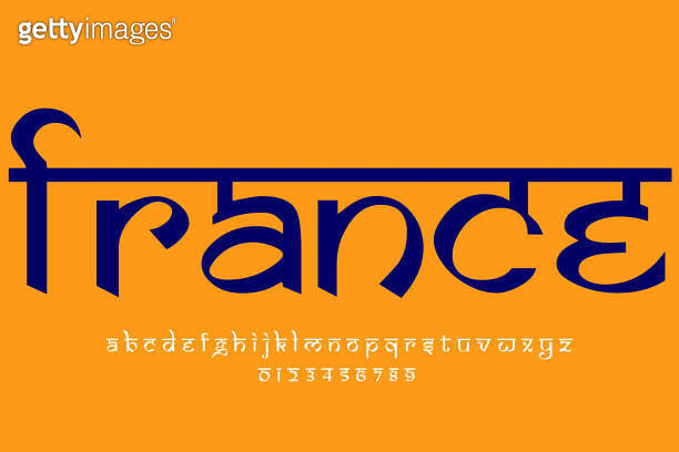 European country France name text design. Indian style Latin font ...