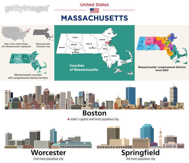 Massachusetts's counties map and congressional districts since 2023 map ...