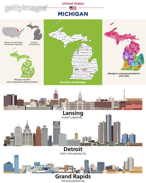 Michigan's counties map and congressional districts since 2023 map ...