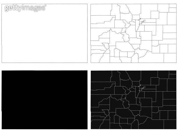 Colorado administrative map, Colorado outline and solid map set ...