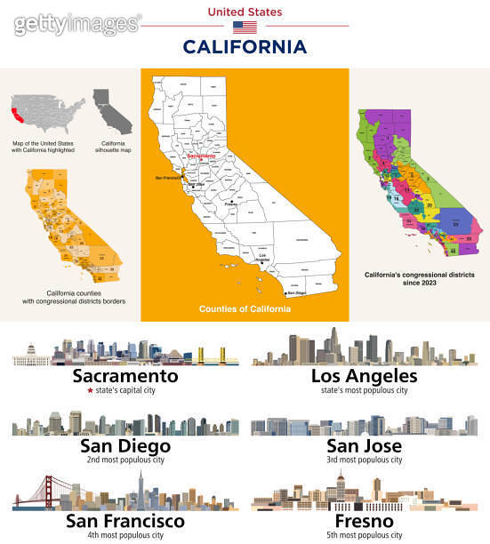 California's counties map and congressional districts since 2023 map ...