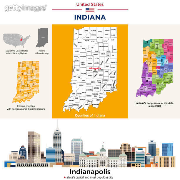 Indiana counties map and congressional districts since 2023 map ...