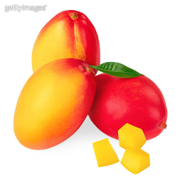 Ripe mango fruit isolated on white background. Mango composition. Mango ...