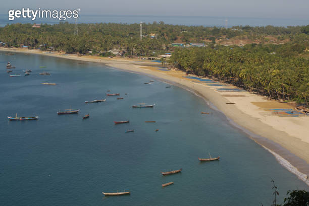 Top view of Ngapali Beach is Myanmar's most famous beach. This ...