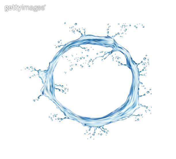 Round circle liquid water splash frame with drops 이미지 (2148492072) - 게티 ...