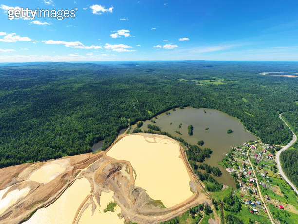 Panorama of dumps and polluted ponds. Problem of environmental ...