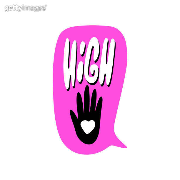 High five lettering banner. Vector hand drawn illustration design ...