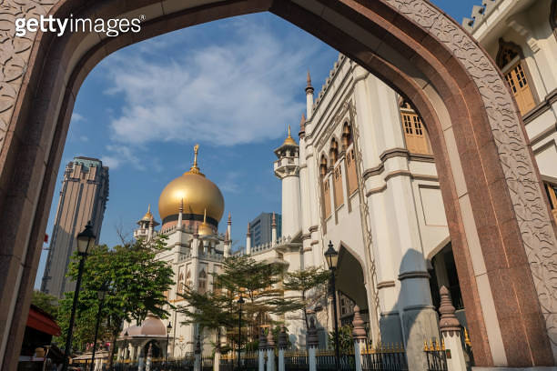 Sultan Mosque Masjid gate, Kampong Glam, Bugis, Singapore 이미지 ...