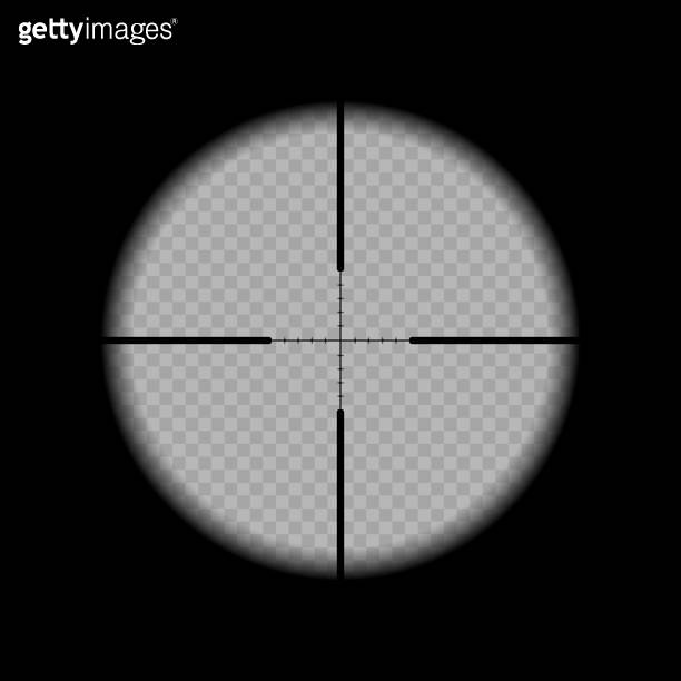 Sniper rifle sight, weapon optical scope. Hunting gun aim. Shooting ...